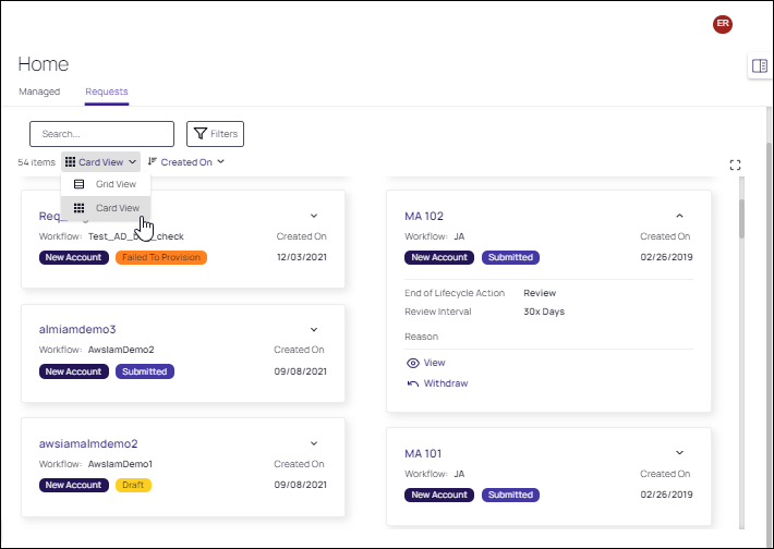 Viewing and Creating New Requests