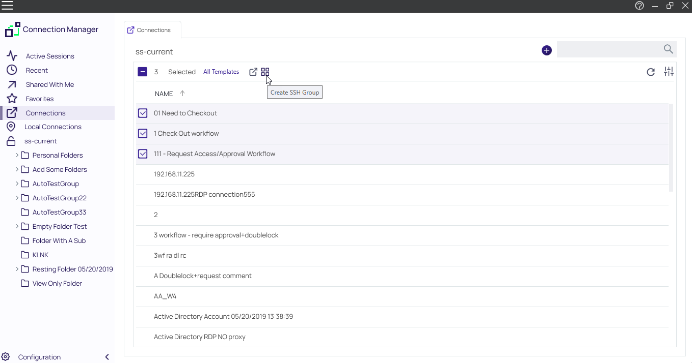 Using SSH Session Groups