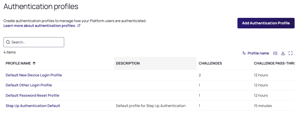 Authentication Profiles