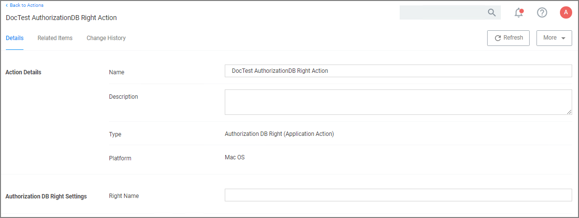 AuthorizationDB Right Actions