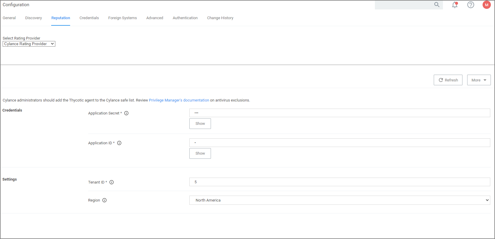Setting up a Cylance Integration