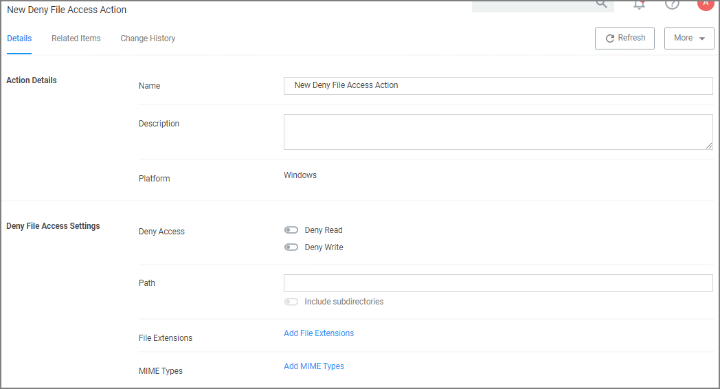 Deny File Access Action