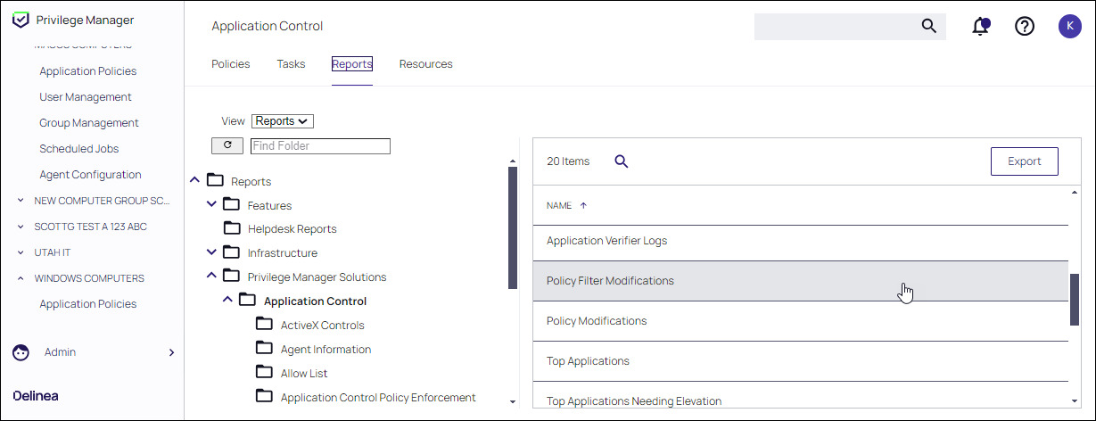 Policy Modifications Reports