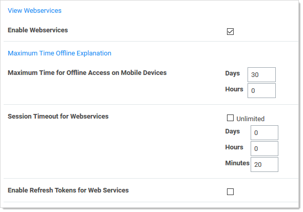 Setting Maximum Time for Offline Caching