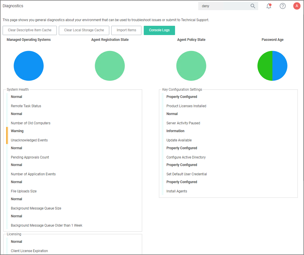 Diagnostics Page