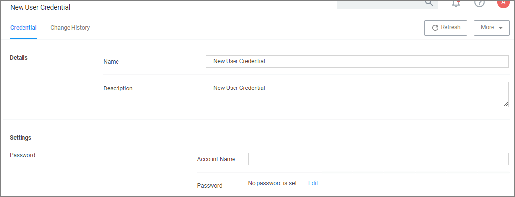 Credentials Tab