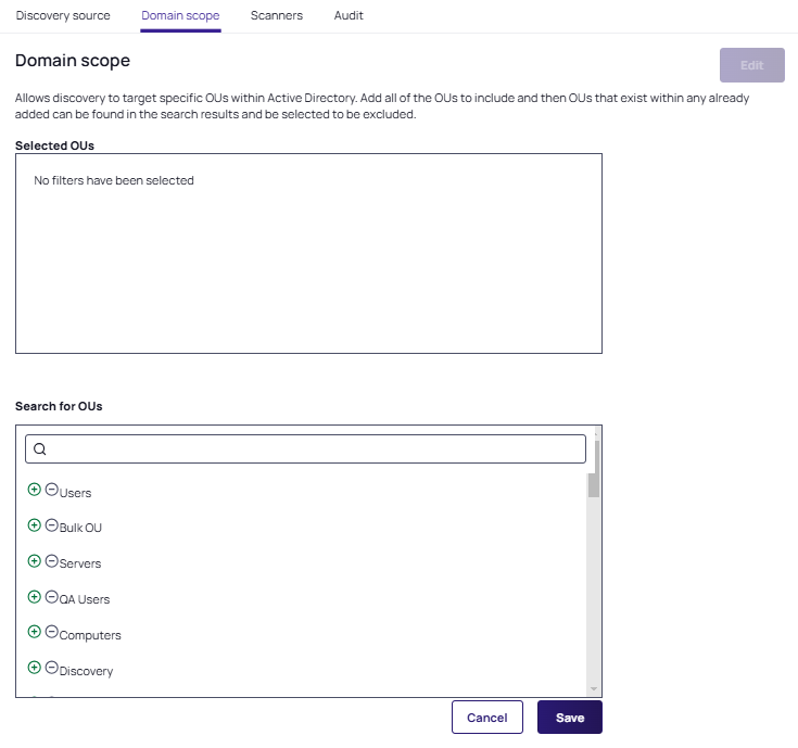Enabling Specific OU Domain Discovery