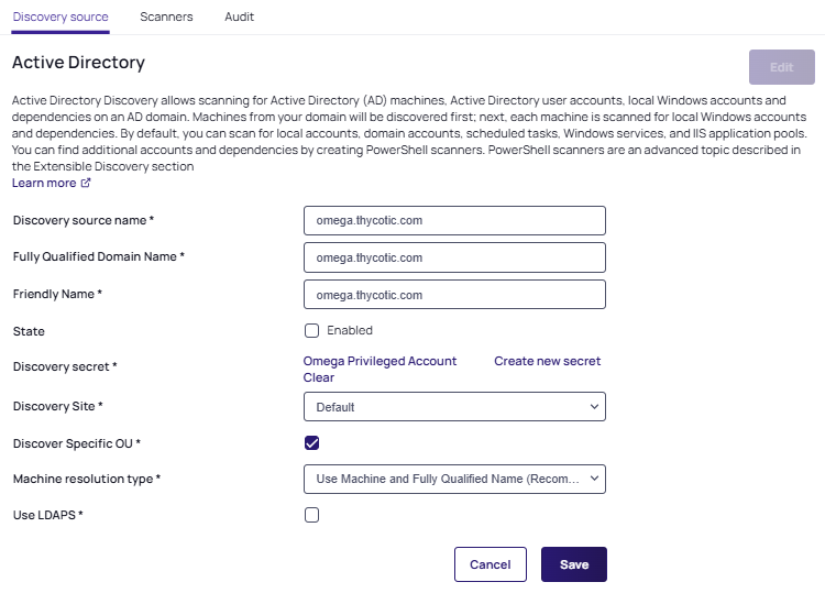 Enabling Specific OU Domain Discovery