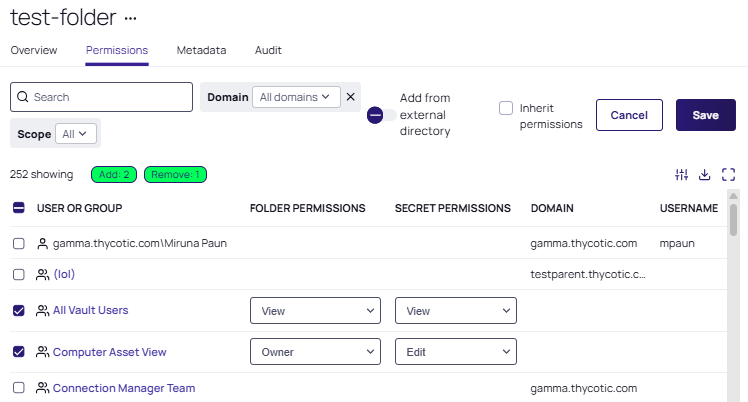 Editing Folder Permissions